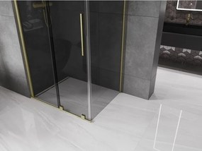 Mexen Velar, sprchový kout s posuvnými dveřmi 110 x 75 cm, 8mm šedé sklo, zlatá matná, 871-110-075-41-55