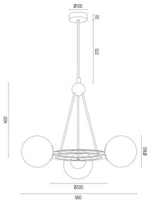 Argon 6150 - Lustr na tyči AMALFI 3xE27/15W/230V černá/bílá
