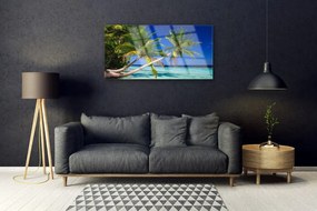 Obraz na skle Palma Strom Moře Krajina 140x70 cm