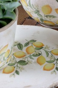 Béžový antik keramický podnos s citróny Limone Blossom - 25*18*2 cm