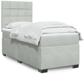 Box spring postel s matrací světle šedá 90x200 cm samet 3293110