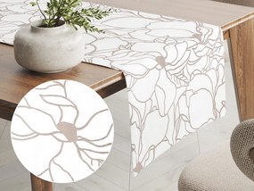 Biante Bavlněný běhoun na stůl Sandra SA-268 Béžové designové květiny na bílém 20x180 cm