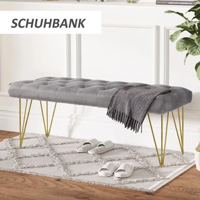 HOMCOM Lavice do předsíně Lavice na boty se sametovým potahem Sametově šedá 116x44,5x49cm ideální do předsíně a chodby | Aosom.de