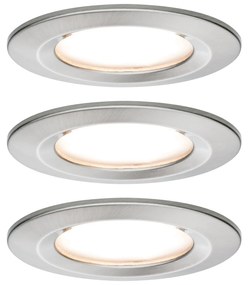 Paulmann 93458 LED Coin Nova round, set kulatých bodovek v úpravě kartáčovaná ocel, 3x6,5W LED 2700K, prům.7,8cm, IP44