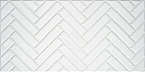 Obkladový 3D panel P020 Chevron bílý 96 x 48,5 cm
