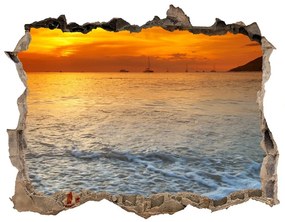 Wallmuralia Díra 3D fototapeta nálepka Západ slunce moře 95x64 cm