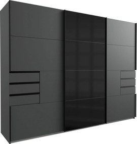 Šatní skříň s 3 posuvnými dveřmi Kioto grafit, černá