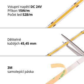 T-LED 079543 COB LED pásek 24COB15 vnitřní Studená bílá