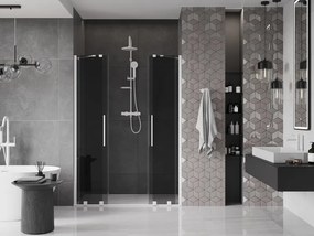 Mexen Velar Duo, posuvné sprchové dveře do otvoru 160 cm, 8mm šedé sklo, bílá matná, 871-160-000-42-20