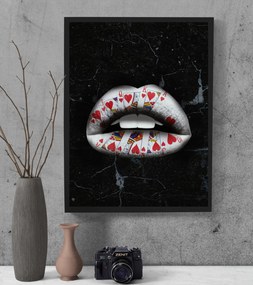 Pixada Royal Flush Lips Hearts - motivační obraz Velikost: A3 - 29,7x42 cm, Volba rámu: plakát bez rámu