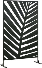 Outsunny Rozdělovač místností 3-panelový 122 x 198 cm Zahradní paraván s vzorem banánového listu Samostatná přepážka s podstavcem 3-panelový paraván z