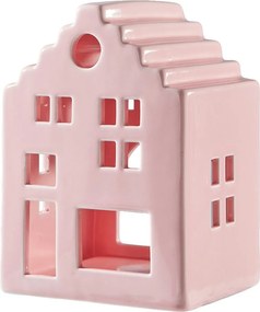 DELFT Keramický svícen na čajovou svíčku 13 cm - sv. růžová