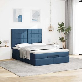 Osmanský rám postele s matrací modrá 140x200cm textil 3314016