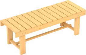 Zahradní lavice Outsunny, 2-místná, zahradní nábytek, rustikální, masivní dřevo, přírodní, 110 x 38 x 35 cm | Aosom