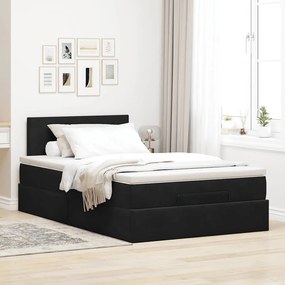 Osmanský rám postele s matrací černý 120x200cm samet 3311695