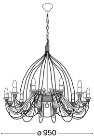 Ideal Lux - Lustr na řetězu CORTE 12xE14/40W/230V pr. 95 cm měď