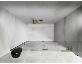 Mexen, Mexen Lunar L výklopné pravé sprchové dveře 130 cm, transparentní, broušené zlaté - 834L-130-000-55-00-P