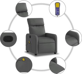 Masážní křeslo s polohovacím mechanismem, tmavě šedé, látkové 3206864