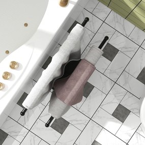 HOMCOM Volně stojící stojan na ručníky 2-podlažní, kovový držák na ručníky do koupelny, 50Š x 18,5H x 85V cm, černý