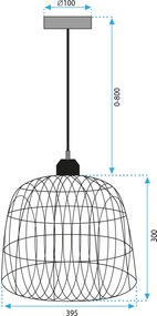 Toolight Boho, stropní svítidlo 40cm 1xE27 APP1352-1CP, černá-přírodní hnědá, OSW-05765