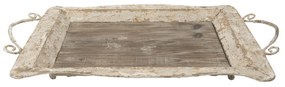 Dřevěný kovový servírovací podnos -  65*40*9 cm