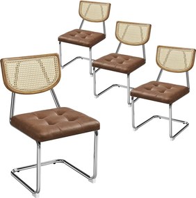 Sada 4 ks – Jídelní židle Yaheetech – rezavě hnědá, 48,5 cm (šířka) × 61 cm (hloubka) × 82 cm (výška) (267520814278)