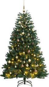 Umělý sklápěcí vánoční stromek s 300 LED a koulemi 240 cm 3210130