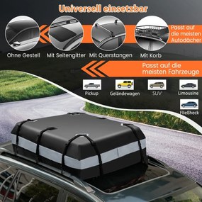 Costway Střešní box 420 l pro auto s kombinovaným zámkem a 6 dveřními háky