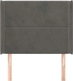Čelo postele typu ušák tmavě šedé 83x16x118/128 cm samet 3119471