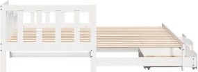 Válenda s přistýlkou a zásuvkami bez matrace bílá 90x190 cm 3302224