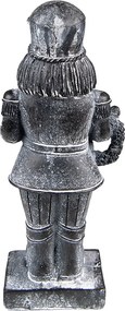 Šedá antik dekorace Louskáček s věnečkem - 9*6*21 cm