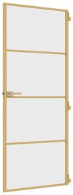 Interiérové dveře úzké zlaté 83x201,5 cm tvrzené sklo a hliník - Default Title