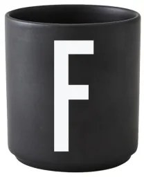 Černý porcelánový hrnek Letter F Design Letters