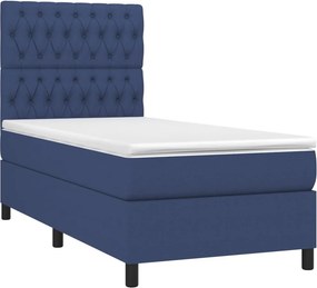 Box spring postel s matrací modrá 90x200 cm textil 3141991