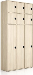 Nástavba pro skříně FRAME, 6x dveře, 1299 x 450 x 854 mm, kódový zámek, dub přírodní