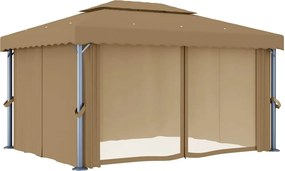 Altán se závěsy 4 x 3 m taupe hliník 3067050