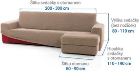 Super strečové potahy NIAGARA oříšková sedačka s otomanem vpravo (š. 200 - 300 cm)