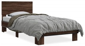 Rám postele hnědý dub 100 x 200 cm kompozitní dřevo a kov - Default Title