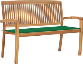 Stohovatelná zahradní lavice s poduškou 128,5 cm masivní teak 3063284