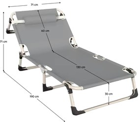 Kondela Zahradní lehátko, šedá/béžová, BOVRY