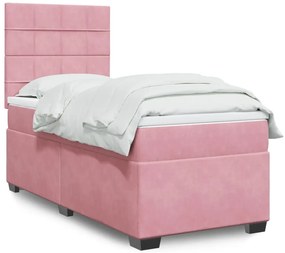 Box spring postel s matrací růžová 80 x 200 cm samet 3290767