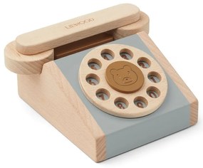 LIEWOOD Dřevěný dětský telefon Selma Blue Fog, modrá barva, dřevo