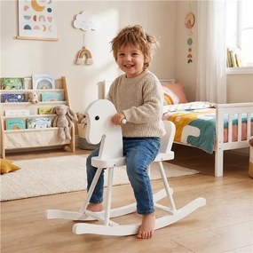 Dřevěný houpací koník pro děti Baby Mix bílý
