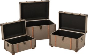 Sada 3 kufrů z MDF olivově zelená/hnědá – 54*35*35 cm