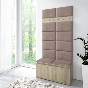 Eka Předsíňová stěna s čalouněnými panely Trinity 1 - Sonoma / Tmavá béžová 2305