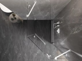 Mexen Lunar, pravý výklopný pětiúhelníkový sprchový kout 90 x 100 cm, 8mm čiré sklo, bílý profil, 831-090P-100L-20-00-P