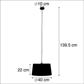 Závěsná lampa s bavlněným stínidlem černá se zlatem 40 cm - Combi