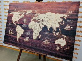 Obraz mapa na dřevě - 90x60 cm