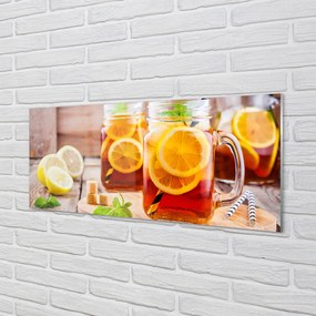 akrylový obraz Ice Tea citrusové brčka 120x60 cm