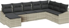 Set pohovek 8 ks Světle šedá polyratan 3346842